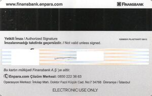 Bank Card: En Card (Finansbank, Turkey) Col:TR-VE-0125
