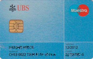 Bank Card: Maestro UBS (Union Bank Of Switzerland, SwitzerlandCol:CH-MS ...