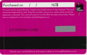 Gift Card: Pink Card (Giftstation, New Zealand(Bendon) Col:NZ-Bendon-006