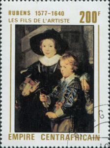 Stamp: Son of artist (Central African Republic(Paintings by Peter Paul ...