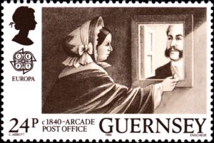 Stamp: Arcade Post Office St. Peter Port, c. 1840 (Guernsey(Europa (C.E ...