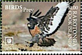 Stamp: Jackal Buzzard (Buteo rufofuscus) (Cook Islands, Rarotonga(Birds ...