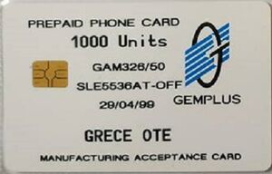 Phonecard: 1000 Units 29/04/99 Gemplus Manufacturing Acceptance Card ...