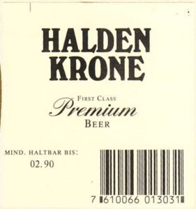 Drink Label: Halden Krone Premium Beer (Brauerei Haldengut /Heineken ...