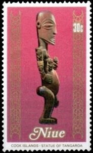 Stamp: Statue of the God of the Sea, Tangaroa, Cook Islands (Niue(South ...