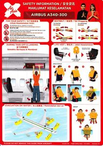 Safety Card: A340-300 (Air Asia X, MalaysiaCol:XAX-MY-0004