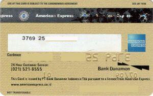 Bank Card: AMEX Indonesia gold (Bank Danamon, IndonesiaCol:ID-AE-0002-1