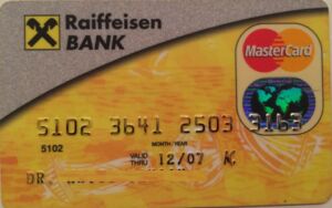 Bank Card: Raiffeisen Bank- Mastercard (Raiffeisen Bank, CroatiaCol:HR ...