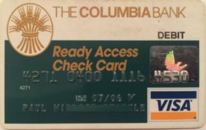 Bank Card: Ready Access Check Card (The Columbia Bank, United States of ...