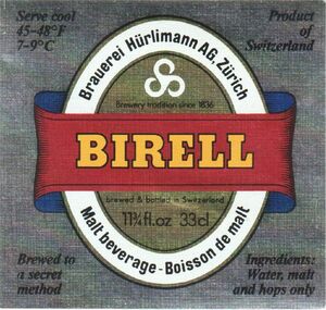 Drink Label: Birell (Brauerei A. Hürlimann Zürich, SwitzerlandCol:CH ...