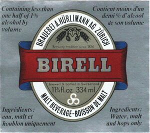 Drink Label: Birell (Brauerei A. Hürlimann Zürich, SwitzerlandCol:CH ...