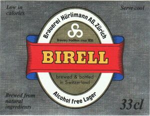 Drink Label: Birell (Brauerei A. Hürlimann Zürich, SwitzerlandCol:CH ...