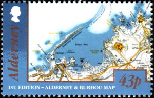Stamp: 1st edition - Alderney and Bourhou map (Alderney(Maps of ...