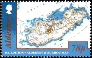 Stamp: 1st edition - Alderney and Bourhou map (Alderney(Maps of ...