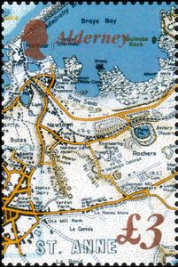 Stamp: 1st edition - Alderney and Burhou map (Alderney(Maps of Alderney ...