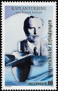 Stamp: Kaplan Turbine (1913) (Austria) (Austrian inventions) Mi:AT 3456 ...