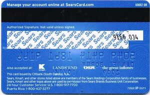 Bank Card: Sears (Citibank, United States of America) Col:US-GM-0277.01