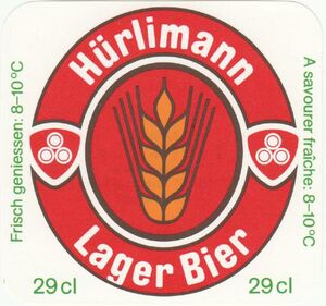 Drink Label: Hürlimann Lager Bier (Brauerei A. Hürlimann Zürich ...