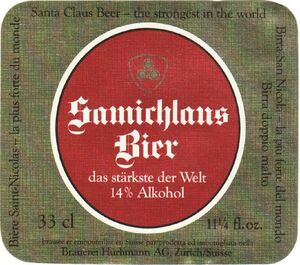 Drink Label: Samichlaus Bier (Brauerei A. Hürlimann Zürich ...