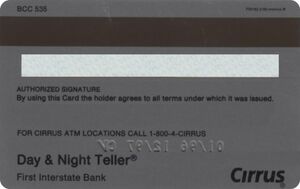 Bank Card: First Interstate Bank Visa (First Interstate Bank, United ...