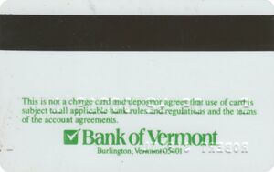 Bank Card: BOV CashChoice (Bank of Vermont, United States of AmericaCol ...