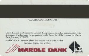 Bank Card: Marble 24 (Marble Bank, United States of AmericaCol:US-PL-0022
