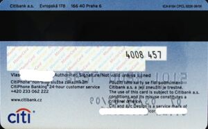 Bank Card: citi (Citibank, Czech RepublicCol:CZ-MC-0029.05