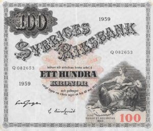Banknote: 100 Kronor (Sweden(1958-1963 Issue) Wor:P-48a.2