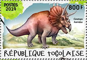 Stamp: Ceratops horridus (Togo(Dinosaurs (2019:1)) Mi:TG 9474,Yt:TG 6565