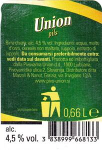 Drink Label: Union Pils (Pivovarna Union Ljubljana, SloveniaCol:SI-BEER ...