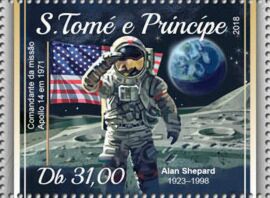 Stamp: Alan Shepard (1923-1993), Commander of Apollo 14 7 (São Tomé and ...