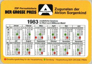 Calendario de Bolsillo: ZDF TV lottery (Action for children with ...