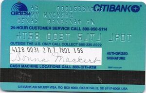 Bank Card: Citibank Air Miles (Citibank, United States of AmericaCol:US ...