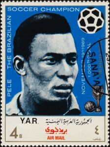 Stamp: Pele the Brazilian (Yemen, Arab Republic(Football World Cup 1970 ...
