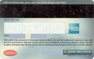 Bank Card: American Express - Express Plus-1-2001 (Bank Danamon ...