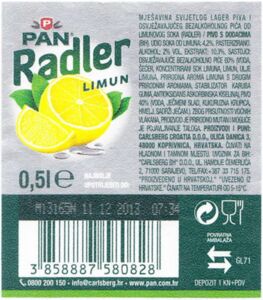 Drink Label: Pan Radler (Pivovara Koprivnica /Carlsberg Croatia ...