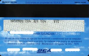 Tarjeta de Banco: Oca Card (Oca, UruguayCol:UY-GM-0003.03 💳