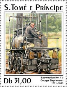 Stamp: George Stephenson on Locomotion Nr 1 (São Tomé and Príncipe ...