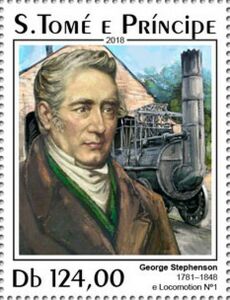 Stamp: George Stephenson and Locomotion Nr 1 (São Tomé and Príncipe ...