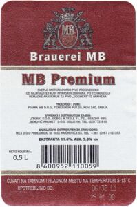 Drink Label: MB Premium Bier (Pivara Novi Sad, SerbiaCol:RS-BEER-000423