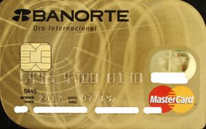Bank Card: Banorte Oro Internacional (BaNorte, MexicoCol:MX-MC-0128.02