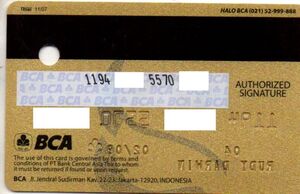 Bank Card: BCA Card Gold (Bank Central Asia, IndonesiaCol:ID-GM-0053.02