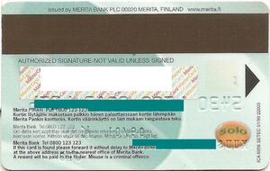 Bank Card: Merita (Merita Bank Ab, FinlandCol:FI-MC-0008