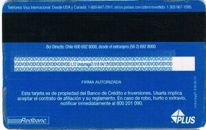 Bank Card: Bci (Banco de Credito e Inversiones, Chile) Col:CL-VI-0021