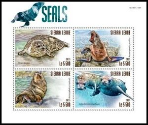 Stamp: Seals (Sierra Leone(Seals (2015)) Mi:SL 6387-6390KB,Yt:SL 5293-5296