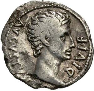 Coin: 1 Denarius (Augustus - Drusus & Tiberius pres. laurel branches ...