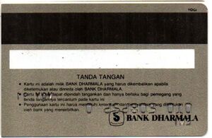 Bank Card: Dharmala Dharmaganda (Bank Dharmala, Indonesia) Col:ID-GM-0078