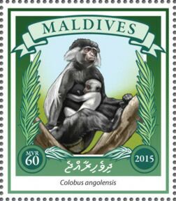 Stamp: Angola Colobus (Colobus angolensis) (Maldives(Conservation ...