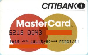 Bank Card: CITIBANK MasterCard (Citibank, United States of AmericaCol ...