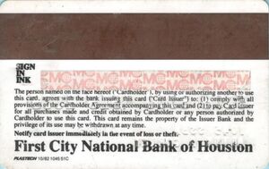 Bank Card: First Citi MasterCard (First Citi National Bank of Houston ...